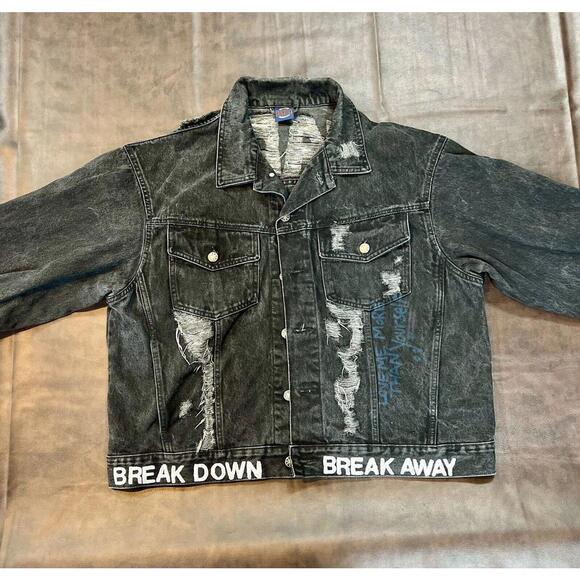 Jackets & Coats | Vintage Denim Jacket Graphic Break Down Break Away ...